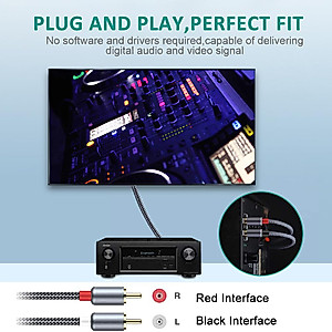 RCA Cable, Goalfish 2RCA Male to 2RCA Male Stereo Audio Cables【2-Pack/4ft, Hi-Fi Sound, Shielded】Braided RCA Stereo Cable for Home Theater, HDTV, Amplifiers, Hi-Fi Systems, Car Audio, Speakers (Grey)
