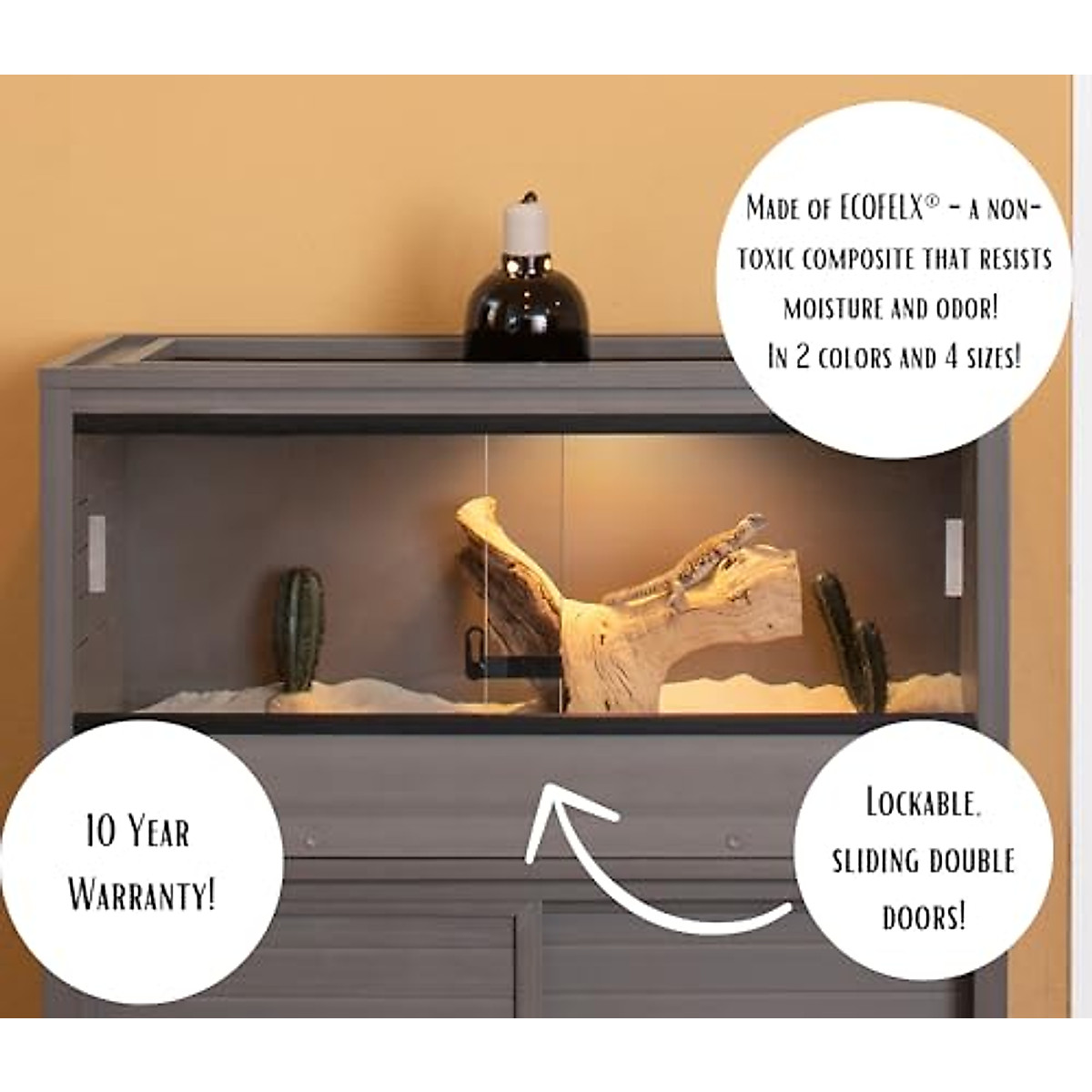 New Age Pet ECOFLEX 33 Inch Medium Mojave Reptile Habitat Enclosure Lounge in Grey