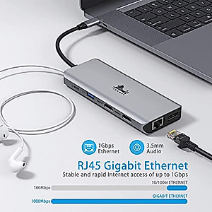 USB C Docking Station Dual Monitor, 13 in 1 Triple Display Laptop Multiport Adapter Hub with 2 HDMI+DP+Ethernet+5USB+SD/TF+USB C PD+Audio for MacBook Pro/Air/Dell/HP/Lenovo/Thinkpad More Type-C Laptop