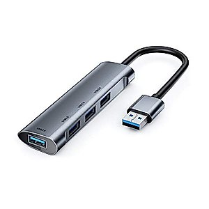SHANSHIWU USB Hub, 4 Port USB Hub, Ultra Slim Portable Data Hub Applicable for MacBook, Mac Pro, Mac Mini, iMac, Surface Pro, XPS, PC, Flash Drive-Space Grey