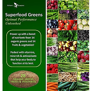 Potent Garden 2-Pack Organic Superfood Greens, Fruit and Veggie Supplement Rich in Vitamins & Antioxidants with Alfalfa, Beet Root & Tart Cherry to Boost Energy, Immunity & Gut Health, 120 Ct
