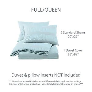 Swift Home Moselle 100% Cotton Ruched & Waffle Weave Bedding Duvet Cover Set, All Season & Breathable, Oeko-TEX Certified – White, Full/Queen (Comforter NOT Included)