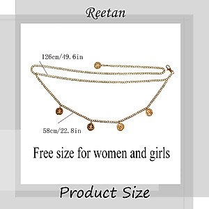 Reetan Metal Chunky Layered Body Chain Gold Coin Waist Chains Rave Party Body Jewelry Accessories for Women and Girls