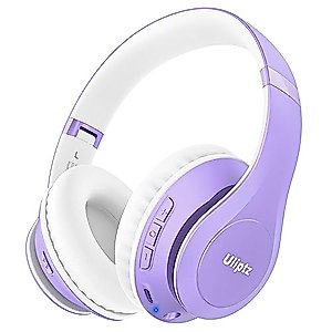 Uliptz Wireless Bluetooth Headphones, 65H Playtime, 6EQ Sound Modes, HiFi Stereo Over Ear Headphones with Microphone, Foldable Bluetooth 5.3 Headphones for Travel/Office/Cellphone/PC (Purple)