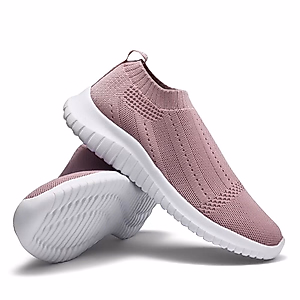 konhill Women's Slip On Sneakers Non Slip Walking Shoes Breathable Mesh Work Casual Lightweight Tennis Workout Shoes 12 US Mauve,44