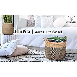 CHICVITA Large Jute Basket Woven Storage Basket with Handles