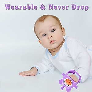 Baby Teether, Safe and Soothing Silicone Baby Teething Toys for 0-6 Months, Baby Chew Toys for Sucking Needs, BPA Free (Purple)