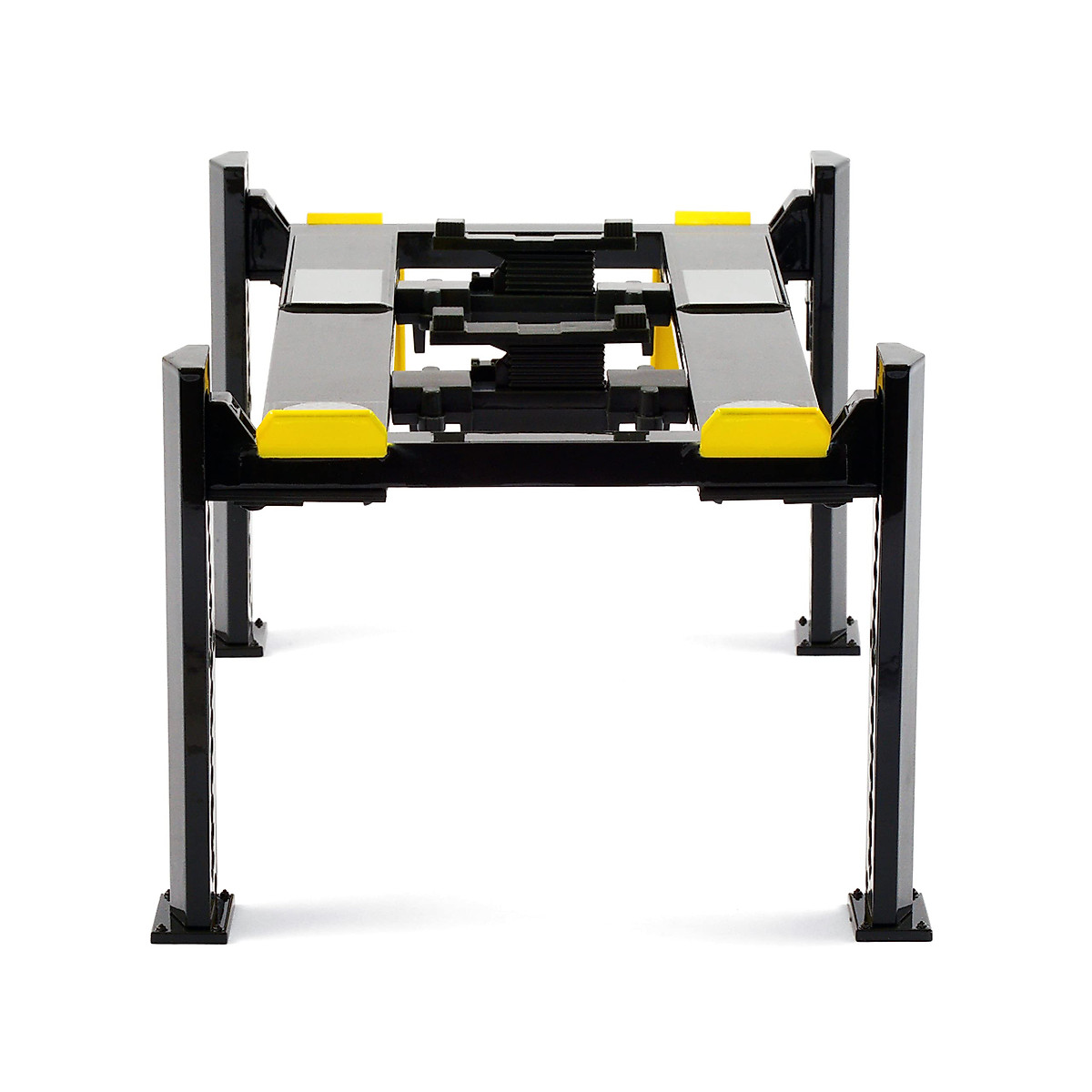 Greenlight 13591 Four-Post Lift - Dark Gray with Yellow Ramps 1/18 Scale Diecast