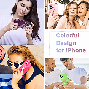 Qviskteme for iPhone 14 Pro Max Case Glitter,Cute Bling Sparkly Slim Phone Case TPU Shockproof Bumper Protective Soft Silicone Cover Anti-Scratch Plating Love Heart for Women Girls (Hot Pink)