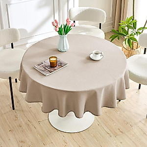 AUSSPVOCT Textured Linen 54 Inch Round Tablecloth Up to 36'' Tables, Waterproof Spill-Proof Fall Table Cloth Wrinkle Free Circle Dining Tablecover for Birthday Farmhouse Easter Holiday Party Decor