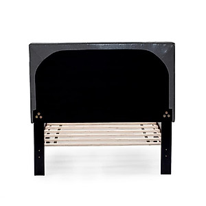 Poundex Twin Faux Leather Upholstered Bed, Grey