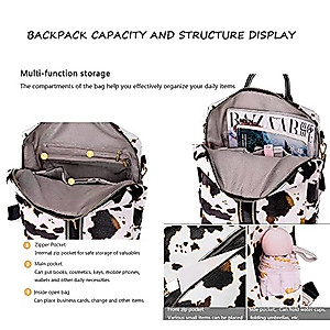 ENYIWH Women Fashion 2 Pack With Backpack Purse Leather Shoulder Bag Travel Bag Handbag Casual Fashion Multipurpose Design Convertible Shoulder Bag Handbag with Wristlet (White Cow)