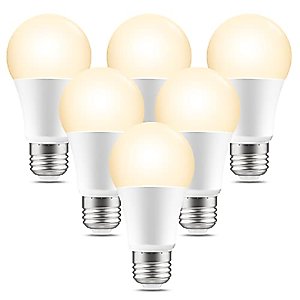 GHome Smart Light Bulbs, E26 A19 LED Bulb Compatible with Alexa & Google Home, App Remote Control, 8W Dimmable 2700K Warm White 800 Lumens, 2.4GHz WiFi, No Hub Required, 6 Pack