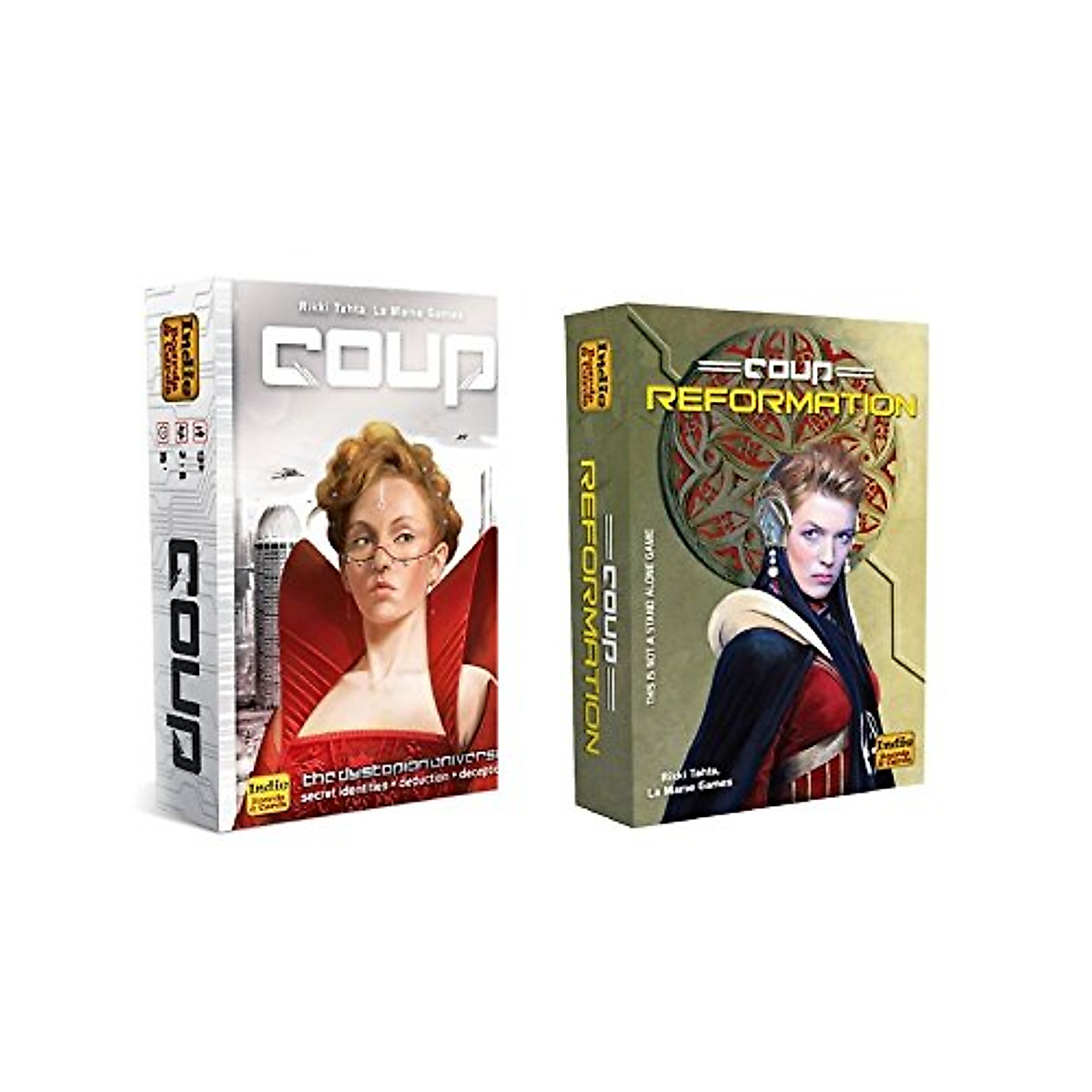Coup Game Bundle Including Coup (The Dystopian Universe) and Coup Reformation Expansion by Indie Boards and Cards (2 Items)