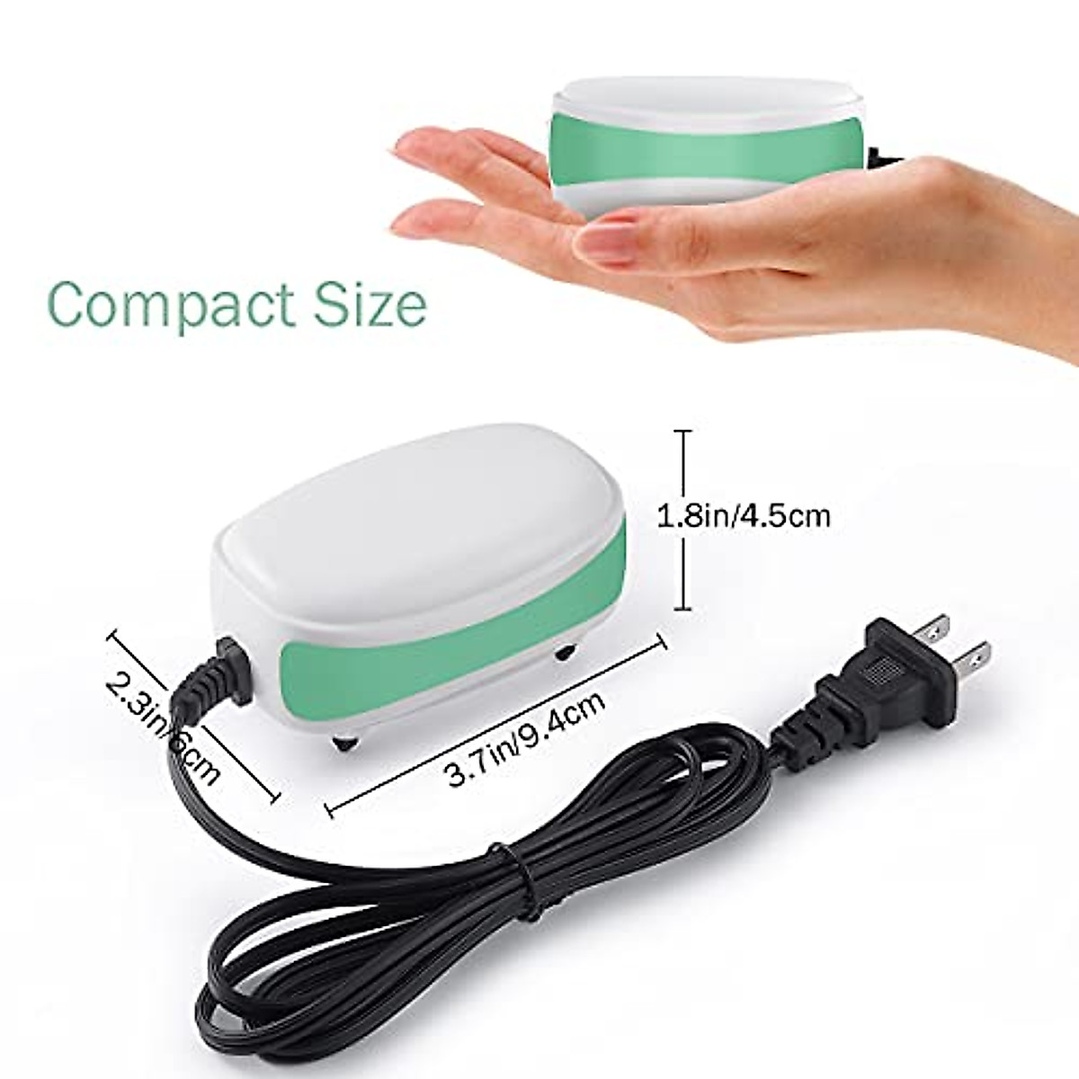 FEDOUR Aquarium Air Pump,1 Outlet Whisper Adjustable Fish Tank Aerator, Quiet Oxygen Pump with Accessories (Single Outlet)