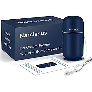 Narcissus Ice Cream Maker Machine for Homemade Gelato, Sorbet, Frozen Yogurt & Smoothie, Single Serve for 1-2 People, Easy to Clean, Small Size 150ml Ice Cream Once with 30 Recipes, Blue