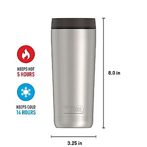 THERMOS ALTA SERIES Stainless Steel Tumbler 18 Ounce, Matte Steel/Espresso Black