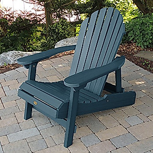 highwood AD-KITCHL5-NBE Hamilton Folding & Reclining Adirondack Chair with Ottoman and Cup Holder, Nantucket Blue