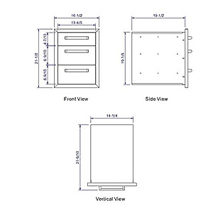 Bonfire Outdoor Kitchen Drawers Stainless Steel Built-in Triple Drawers L16.5 x W21.9 x H22 Inches Triple Layer BBQ Drawers for Outdoor Kitchen BBQ Island, 304 Stainless Steel Drawers, CBATD