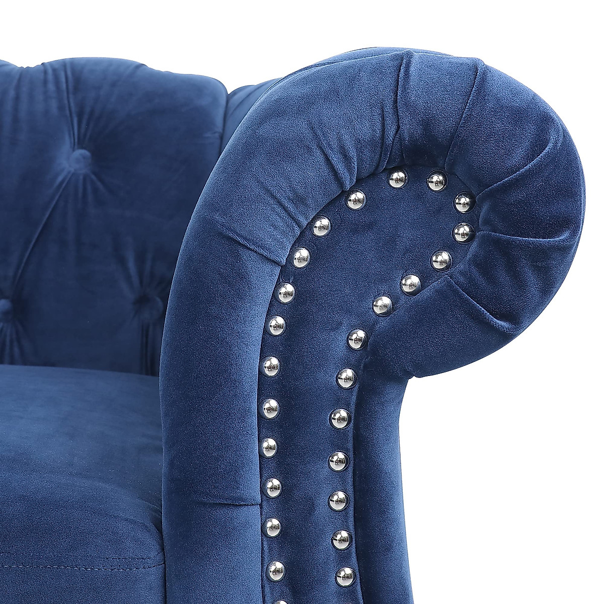 LEVNARY Three-Seat Velvet Sofa, Large Sofa Classic Tufted Chesterfield Settee Modern 3 Seater Couch Furniture Tufted Back for Living Room, Blue