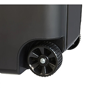 GeRRiT 45-Gallons Black Plastic Wheeled Trash Can with Lid Outdoor, Long-Lasting Service Life