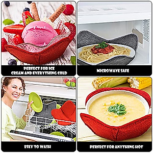 4 Pieces Bowl holders Microwave Bowl Cozy Small Bowls Holder Bowl Potholders for Microwave Hot Plate Bowl Food Temperature for Home Kitchen Holder Sponge and Microfiber Key