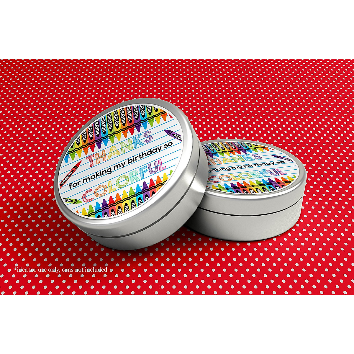 Crayon Thank You Birthday Party Sticker Labels, 40 2" Party Circle Stickers by AmandaCreation, Great for Party Favors, Envelope Seals & Goodie Bags