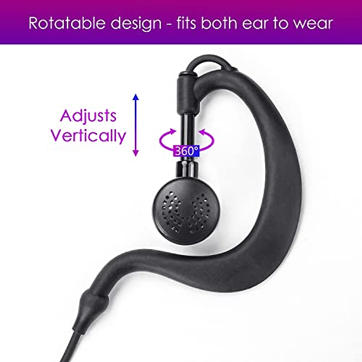 Remtise 3.5mm Receiver/Listen Only Headset Single Wire Earhook Earpiece for Two-Way Radios/Walkie Talkie Speaker Mics (Black)