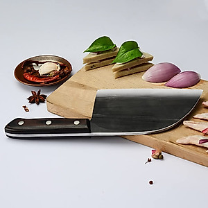 Meat Cleaver, Handmade Butcher Knife High Carbon Japanese Kitchen Poultry Bone Cutting Full Tang Wood Handle Serbian Handmade Knives