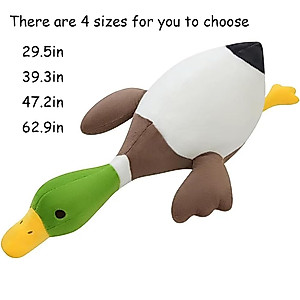 Pasrdqoyp Mallard Duck Plush,Mallard Duck Stuffed Animals, Soft Furry Duck Stuffed Animal Pillow,Huge Duck Plush Hugging Pillow Gifts for Every Age (29.5in)