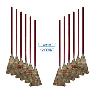 Boardwalk BWK951TCT Corn Fiber Lobby/Toy Broom with 39 in. Wood Handle - Red/Yellow (12/Carton)