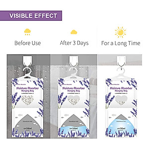 CANAGER Hanging Moisture Absorber, Lavender Vanilla Moistureproof Hanging Bag，Dehumidifier Bag (8 packs) Hanging Closet Dehumidifier Bags, Moisture Absorb 12.5 oz