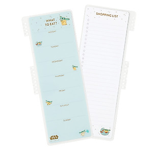Star Wars Snap-In Meal Planner - Star Wars Grogu Dashboard, Includes Shopping List Space, Metal Foil Accents, Double-Sided Lamination, Reusable for Dry and Wet Erase Markers, by Erin Condren