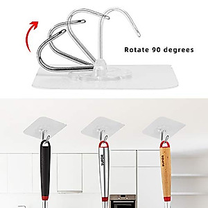 FOWOKAW Adhesive Hooks.Heavy Duty Self Wall Hooks15lb(Max),Waterproof and Oilproof Transparent hooks11 Pack