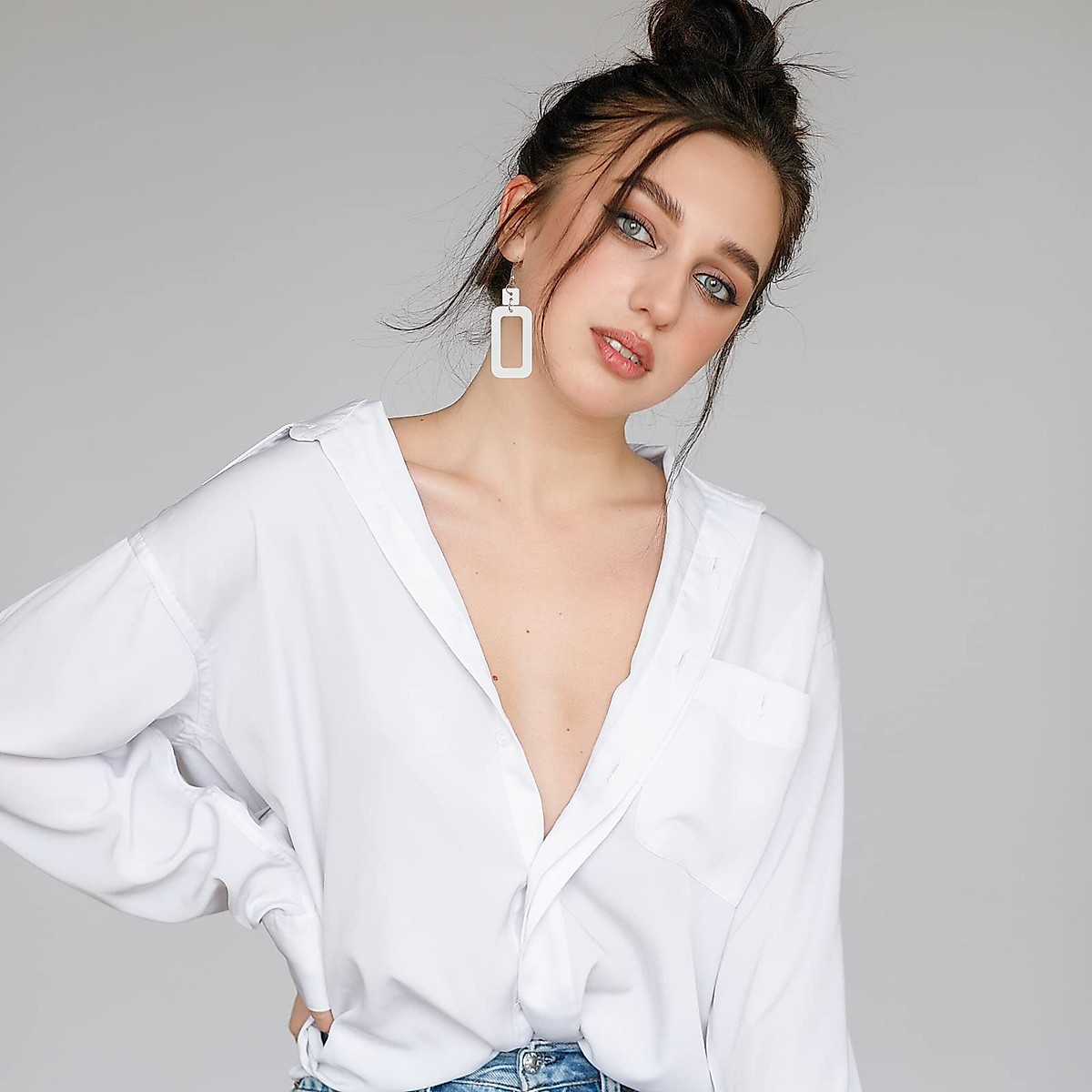 Hinly 10 Pairs Faux Leather Earrings Geometric Dangle Teardrop Earrings Leather Lightweight 80s Halloween Neon Earrings Lightning Earrings for Women