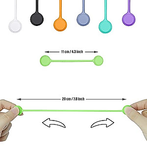6pcs Silicone Magnetic Cable Ties 4.65" Twist Ties Enhanced Magnet Never Fall Off, Snap On Magnetic organizer Cord Holder for Bundling and Organizing, Holding Stuff, Book Markers, Fridge Magnets