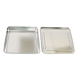 Home-X Stainless-Steel Cake Pan with Lid, Rectangular Cake Pan With Lid, Baking Tray for Cakes, Oven-Safe Pan, Large Metal Baking Pan, 13" L x 11" W x 2 ½” D, Stainless Steel