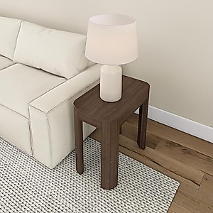 Plank+Beam Modern Rounded Rectangular Side Table, Solid Wood End Table for Living Room, 25in, Walnut