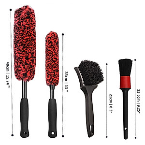 XCGaidt Car Wool Wheel Brushes for Cleaning Wheels Set (3 Pack), Metal-Free Tire Brushes Kit, Soft Wheel Brushes for Cleaning Tires and Rims