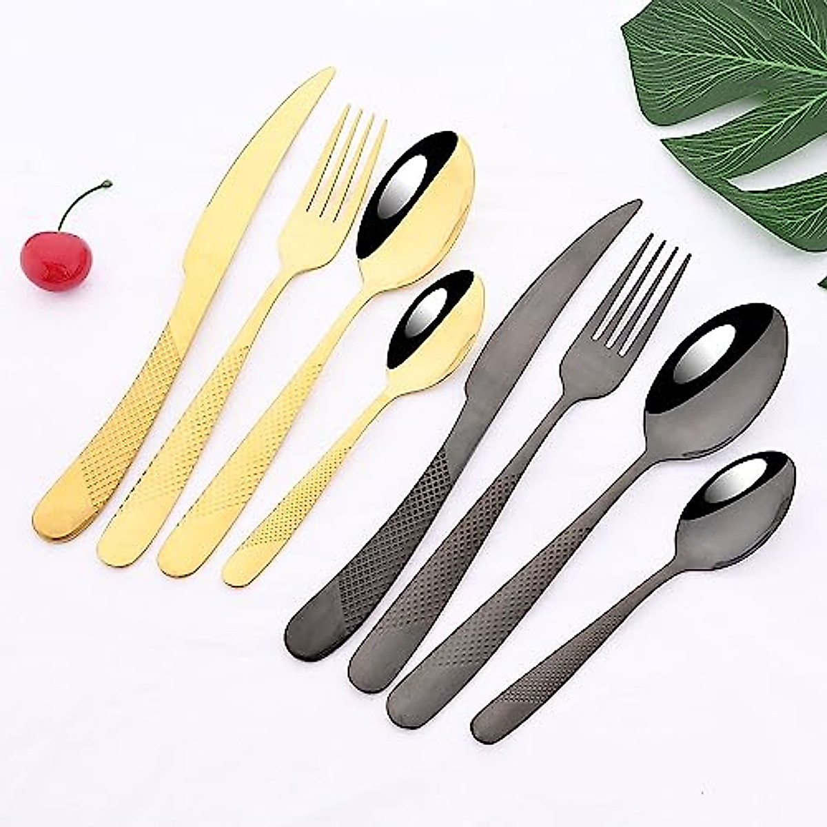 16 Pieces Rose Gold Dinnerware Set Fork Spoon Knife Cutlery Set Stainless Steel Cutlery Complete Gold Tableware Sets
