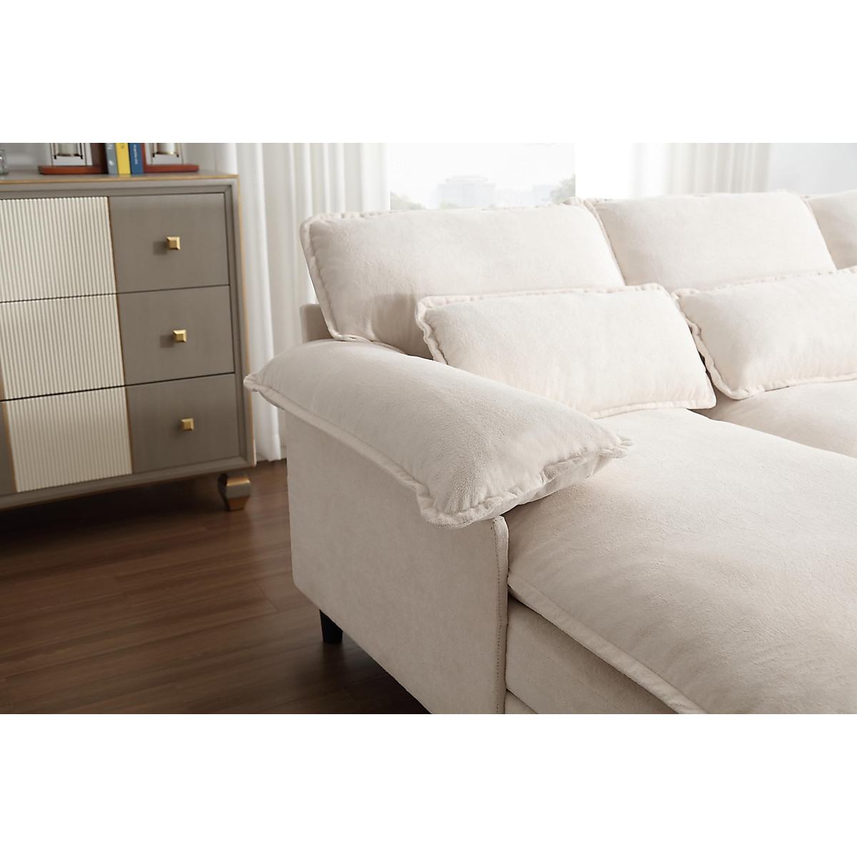 Symmetrical U Shaped Modular Sectional Sofa Cloud Couch, 6 Seater Oversized Convertible Sleeper Couch with Double Chaise & Memory Foam, Deep Seat Corner Sofa&Couches for Living Room Office