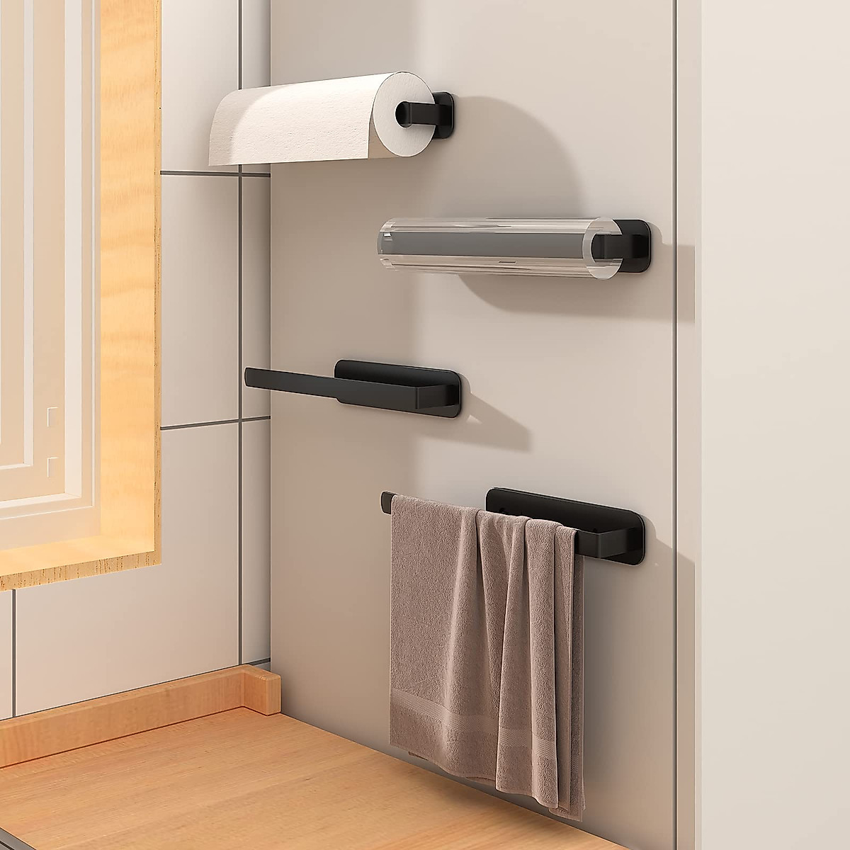 CASUN Paper Towel Holder - Multifunctional Towel Bars - Sticks to Any Smooth Surface - for Kitchen, Work Benches, Storage Closets, Grill, Garage