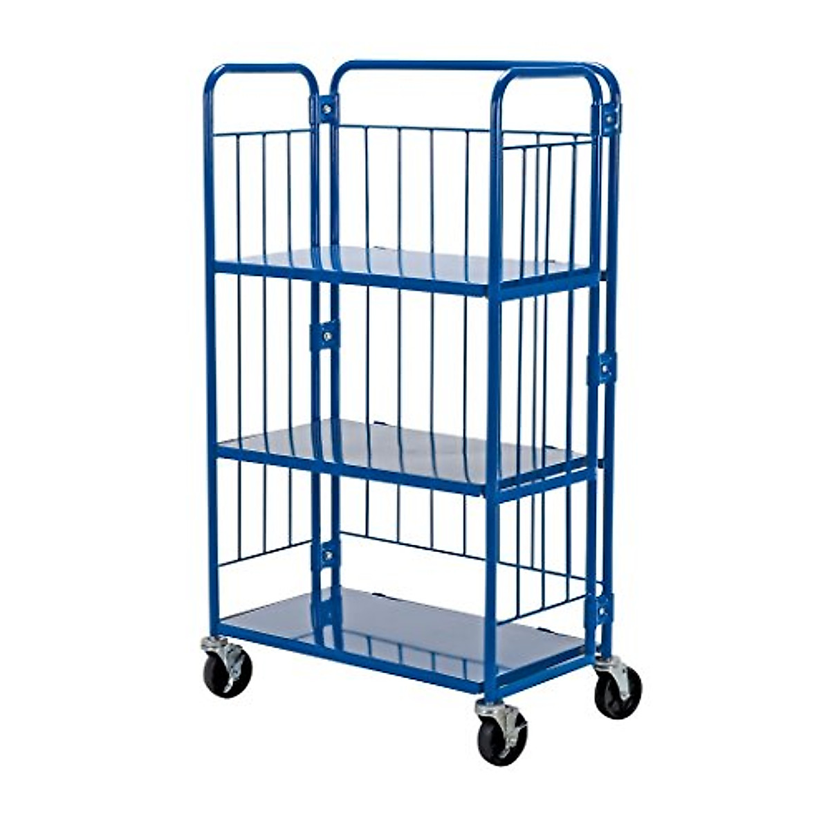 Vestil - ROL-1834-3 ROL Steel Wire Cage Cart, 3 Shelves, Blue, 990 lbs Load Capacity, 59" Height, 34" Length X 18" Width
