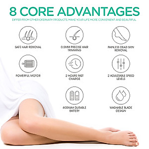 VOYOR Hair Removal for Women Facial Epilator Electric Razor Cordless Callus Remover 3-in-1 Hair Remover Set Rechargeable Lady Shaver BM310-NEW