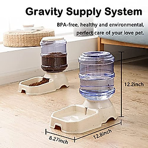 Automatic Dog Feeder and Water Dispenser Set Gravity Self Feeding Food Waterer for Small Medium Pet Cats Dogs Kitten Puppy