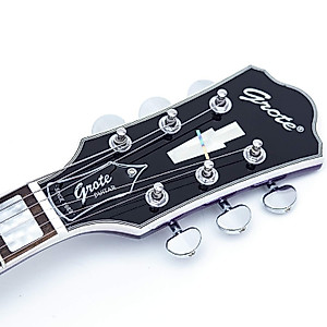 GROTE Jazz Electric Guitar Semi-Hollow Body Trapeze Tailpiece Bridge Guitar Gig Bag (Purple)