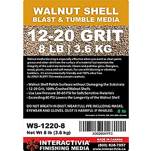8 lbs or 3.6 kg Ground Walnut Shell Media 12-20 Grit - Medium Course Walnut Shells for Tumbling, Vibratory Or Blasting