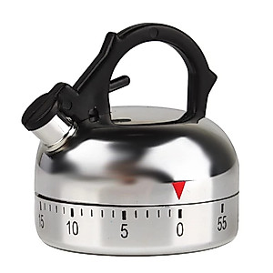 ZOFAX 60 Minute Kitchen Mechanical Timer,Cooking Baking Assistant Kitchen Timer,Mechanical Teapot Shaped Timer,Timers for Classroom,Teacher,Baking, Silver