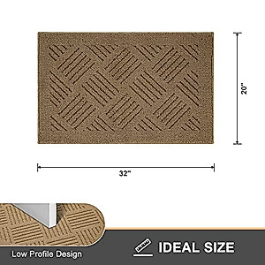 Pocass Indoor Doormat, Brown Front Door Mat, 20" x 32" Non Slip Durable Resist Dirt Entrance Rugs for Outdoor Entryway, Patio, Inside Porch, Low-Profile, Machine Washable
