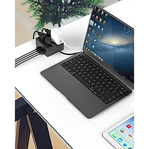 Power Strip, SUPERDANNY Surge Protector, Desktop Charging Station, 4 Outlets, 4 USB Ports, 900 Joules, 5 Ft Extension Cord, Grounded, 3-Prong, Wall Mount, for Home, Office, Hotel, Dorm